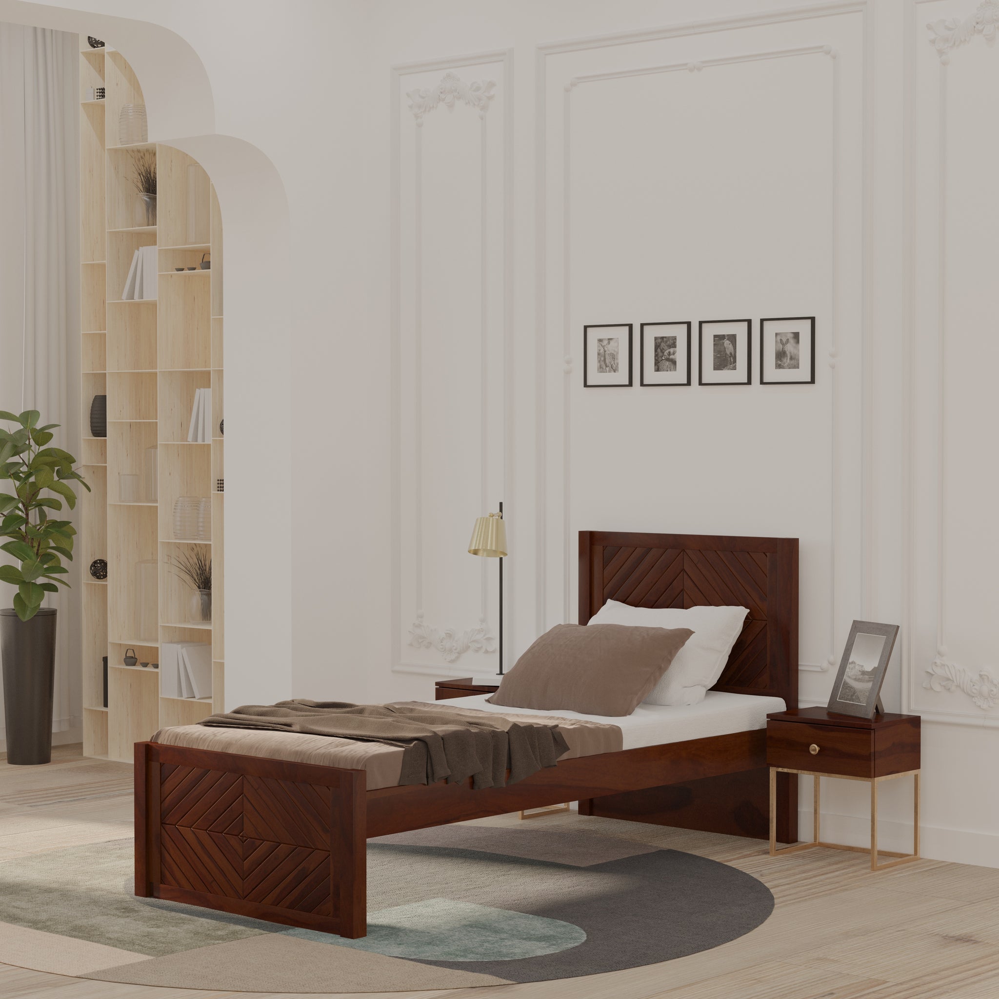Scandinavian Classic Carved Single bed