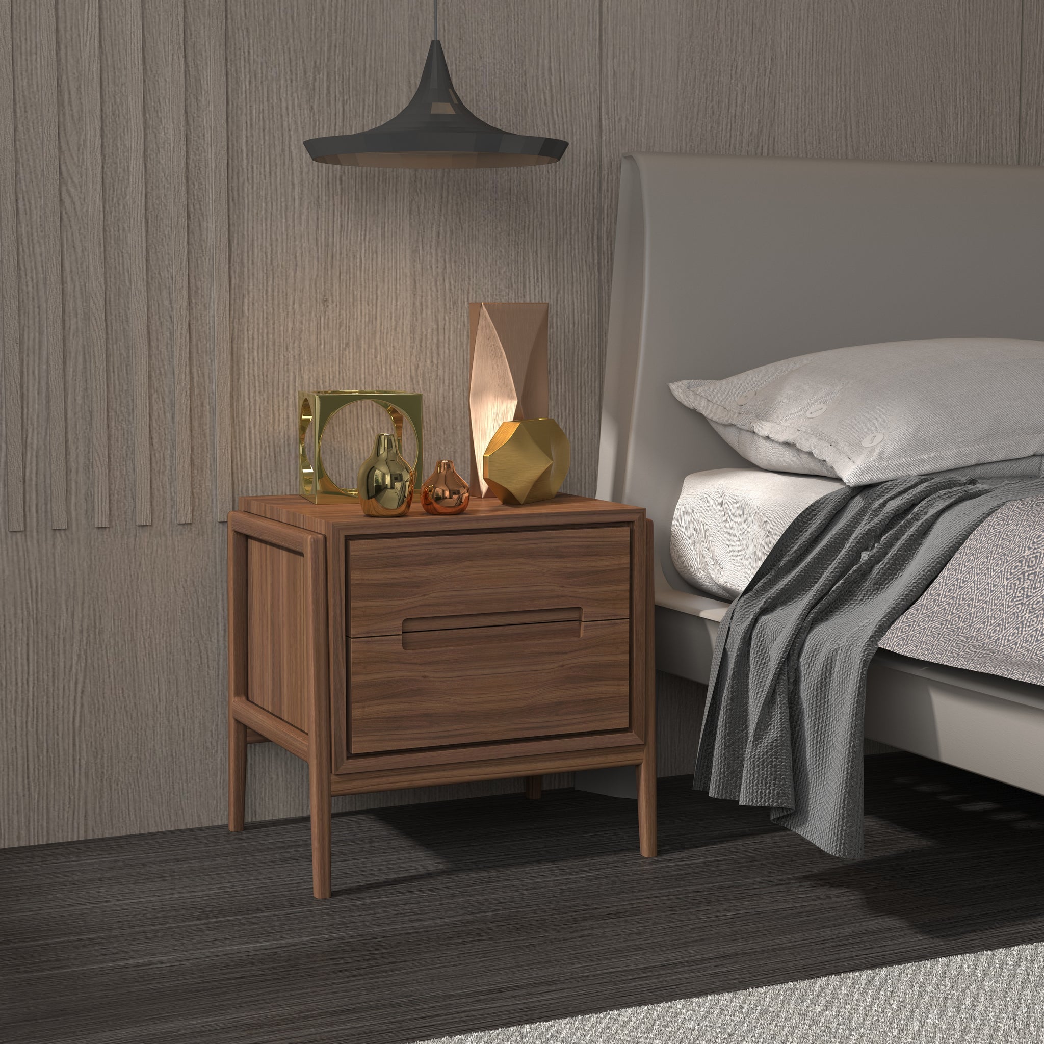 Modern Floating Bedside Table with Single Drawer and Open Shelf