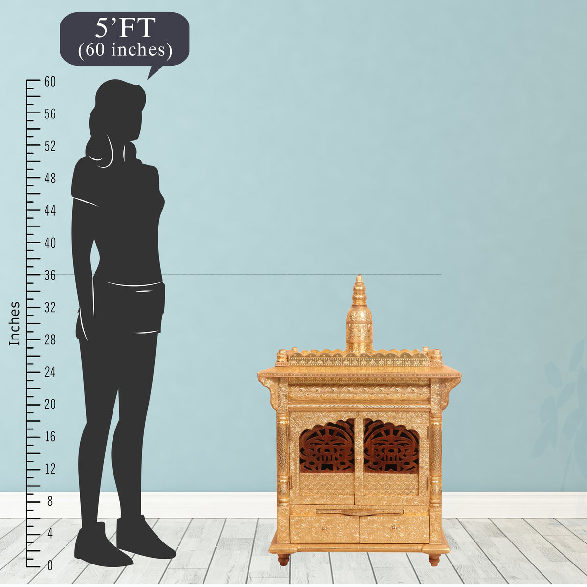 Brass Fitted Teak wood Royal Rajdhani Temple