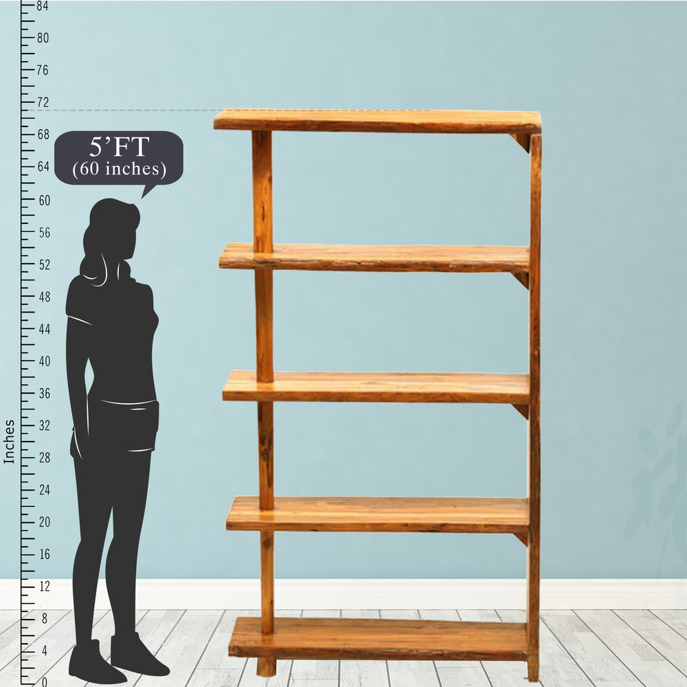 Heritage Finish Teak Wood 4 Shelf Rack