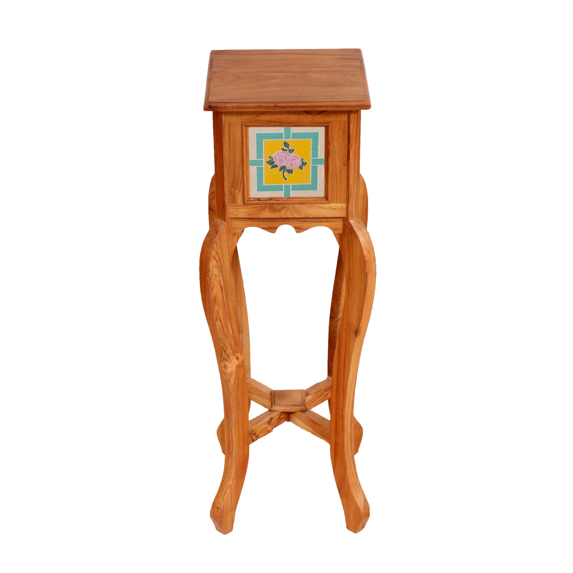Elegantly Curved Leg Tiled End Table - Stylish and Functional Furniture