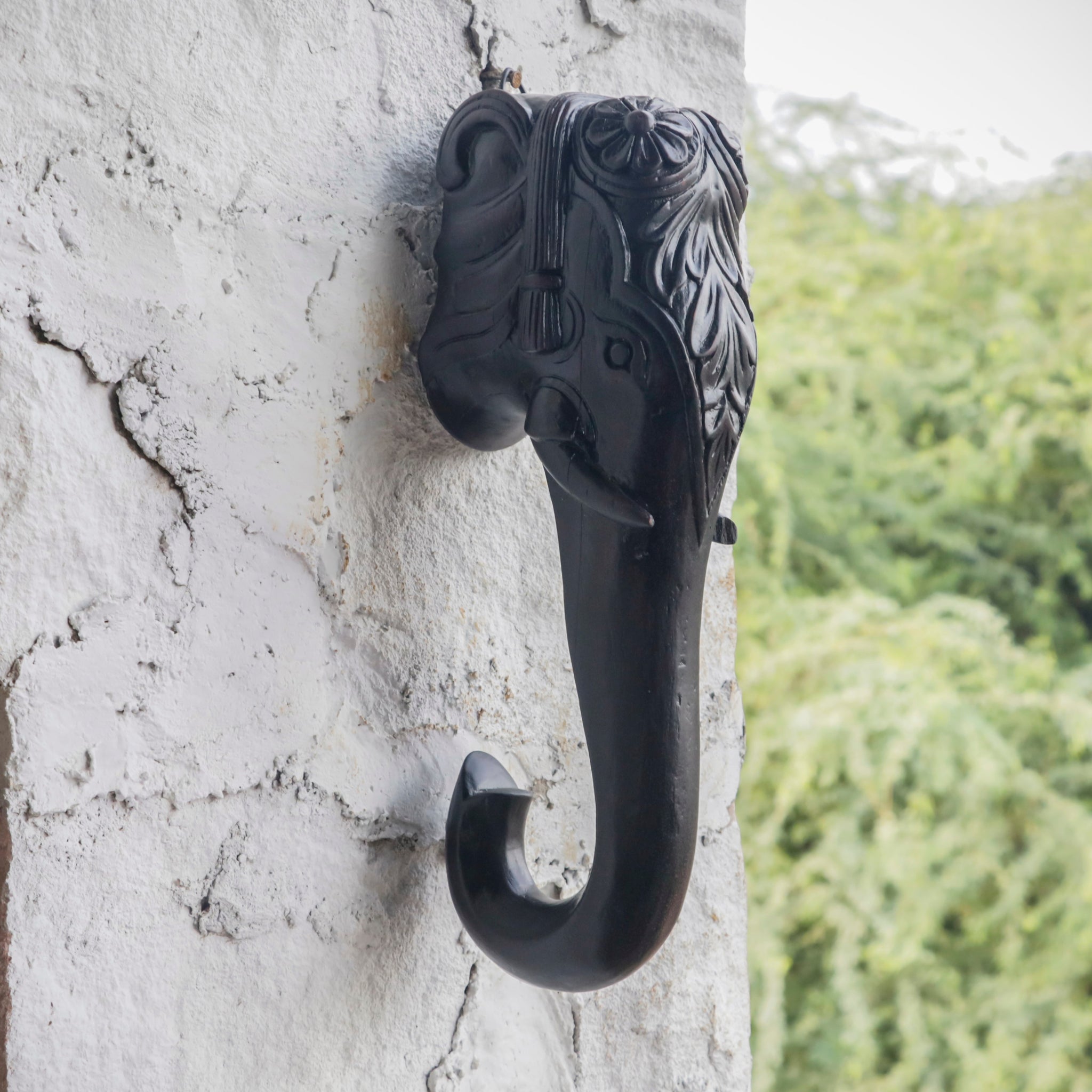 Wooden Royal Elephant Trunk Door Decor