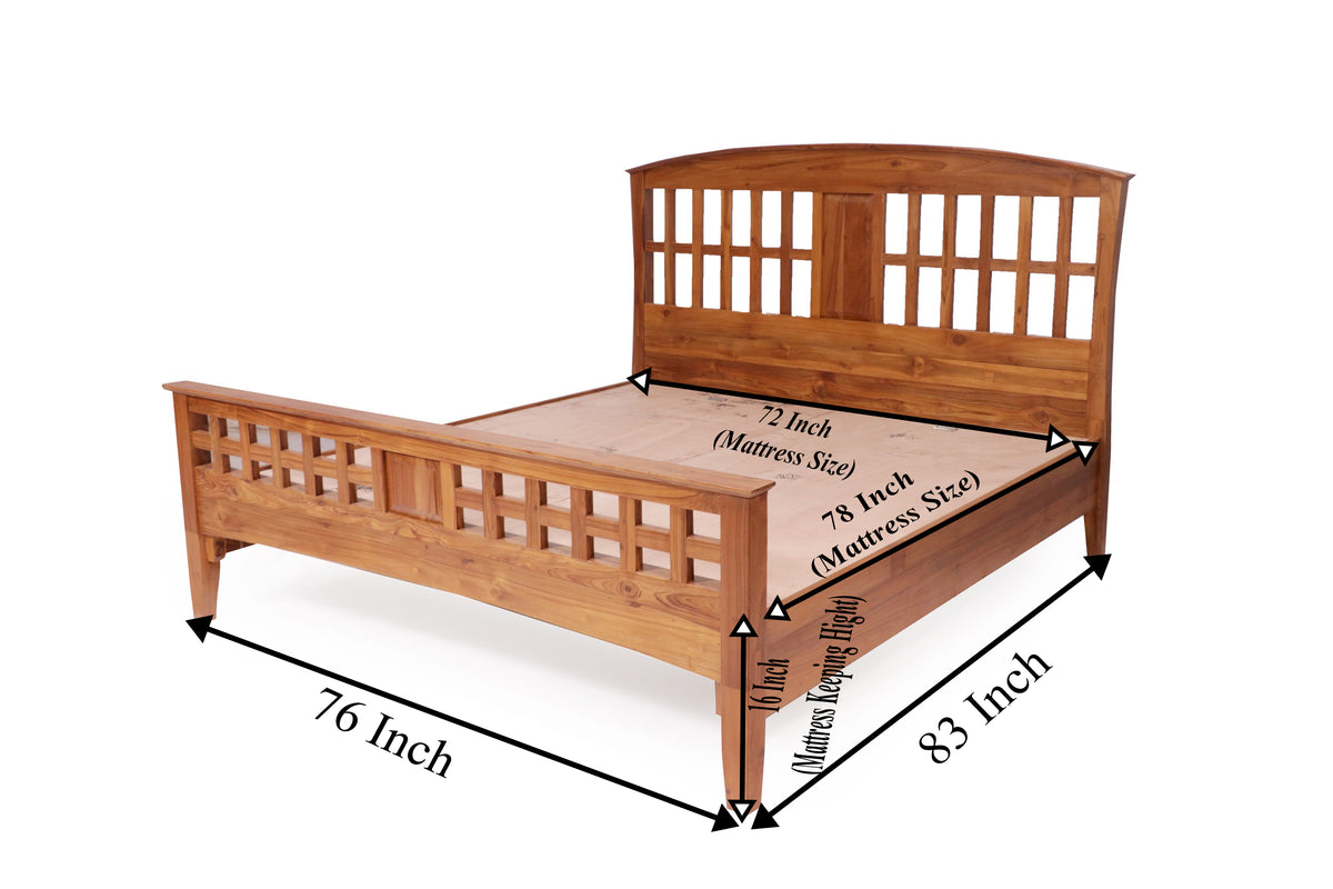 Rectangular Design Bed in Natural Light Brown Finish