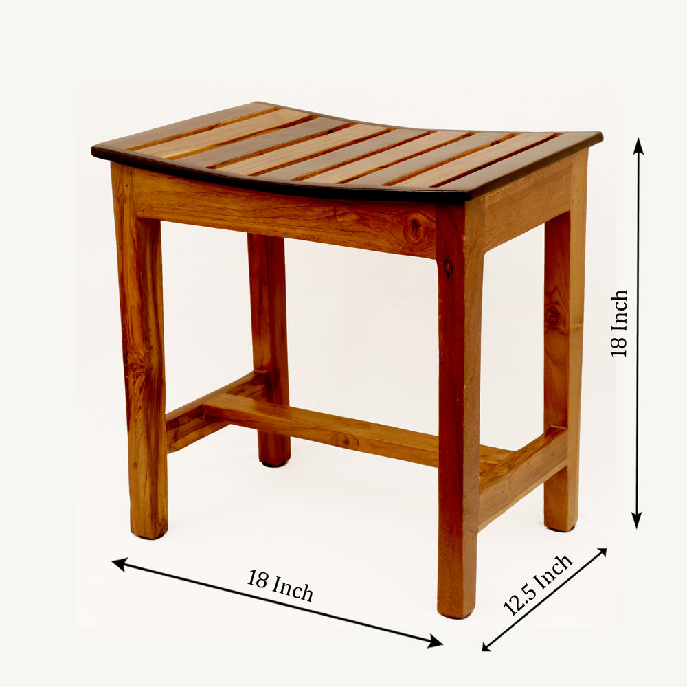 Curved Rectangle Solid Wood Stool